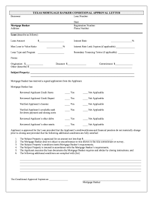 Fillable Online texas conditional approval letter - Franklin American ...
