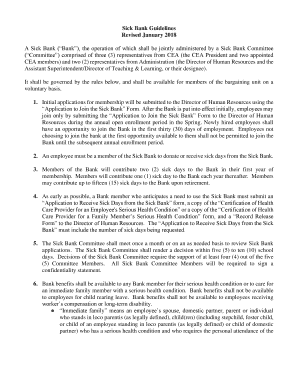 Fillable Online Sick Bank Guidelines Revised January 2018 A Sick Bank ...