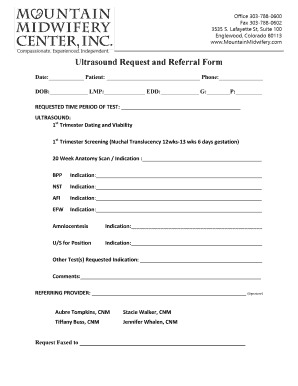 Fillable Online Ultrasound Request and Referral Form - Onlinehome.us ...