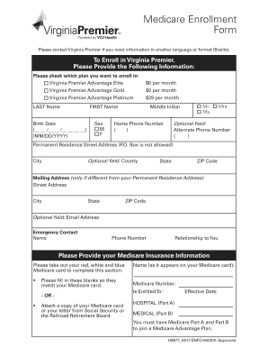Fillable Online Medicare Enrollment Form. This is the enrollment form ...