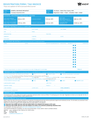 Fillable Online ANZIIF: Registration Fax Email Print - pdfFiller