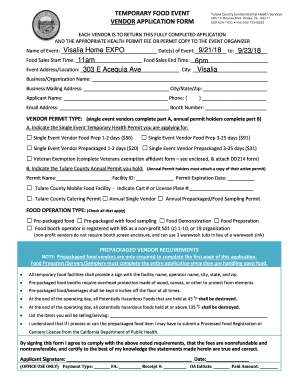 Fillable Online TEMPORARY FOOD EVENT VENDOR APPLICATION FORM Visalia ...