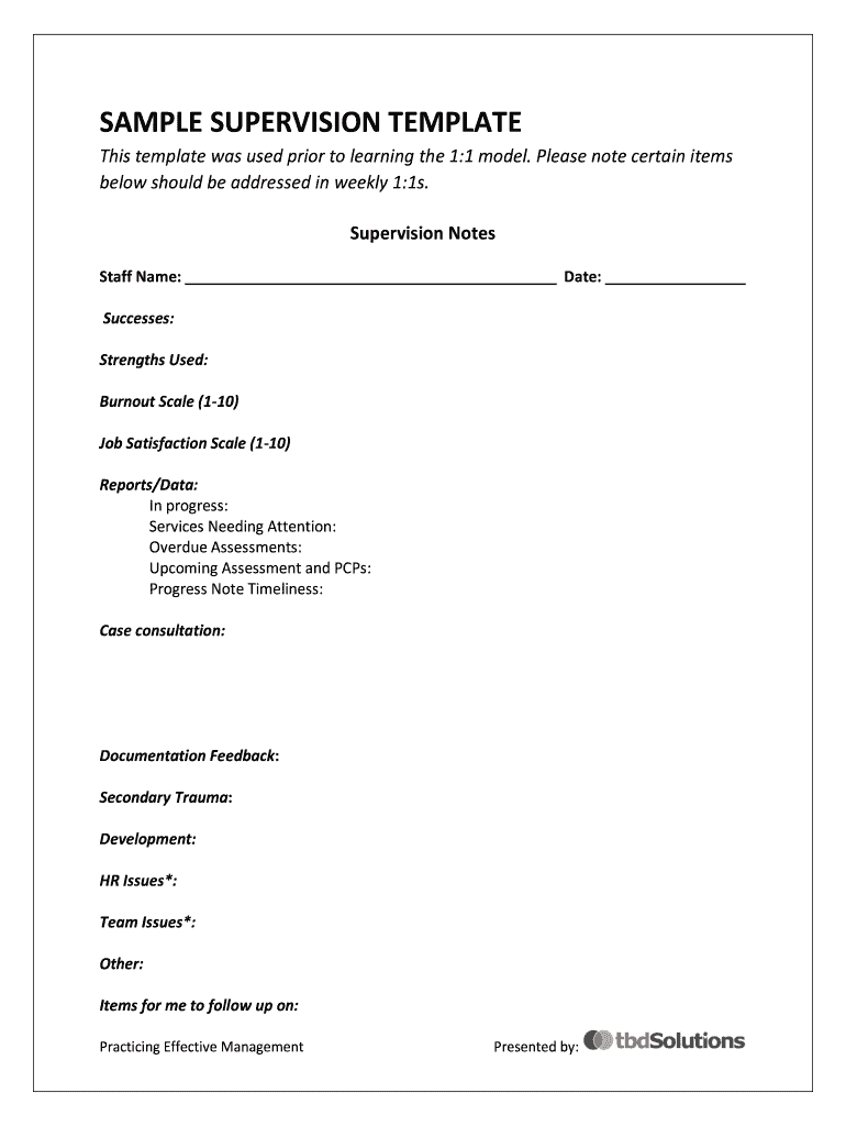 Printable Supervision Template Printable Templates