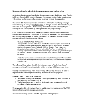 Fillable Online Non-owned trailer physical damage coverage and rating ...