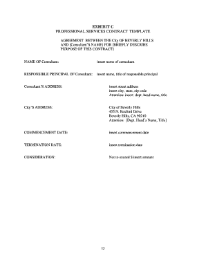 Fillable Online EXHIBIT C PROFESSIONAL SERVICES CONTRACT TEMPLATE Fax ...