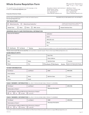 Fillable Online Whole Exome Requisition Form - Blueprint Genetics Fax Email Print - pdfFiller