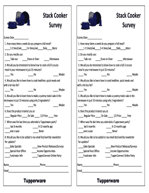 Fillable Online Stack Cooker Stack Cooker Survey Survey - Loretta's ...