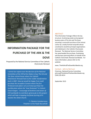 Fillable Online information package for the purchase of the ark & the ...