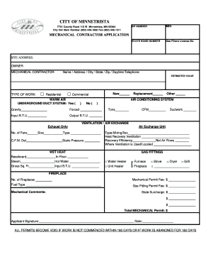 Fillable Online 2014 Mechanical Contractor Form Fax Email Print - pdfFiller
