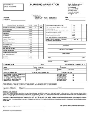 Fillable Online PLUMBING PERMIT FEE SCHEDULE Per Unit Number Fee Fax ...