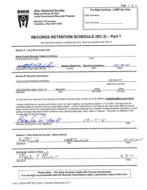 Fillable Online RECORDS RETENTION SCHEDULE (RC-2) - Part 1 Fax Email ...