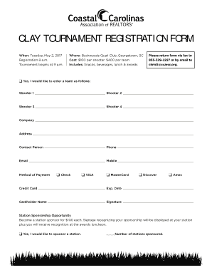 Fillable Online CLAY TOURNAMENT REGISTRATION FORM Fax Email Print - pdfFiller