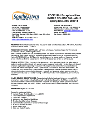 Fillable Online lms southeasterntech ECCE 2201 Exceptionalities HYBRID ...