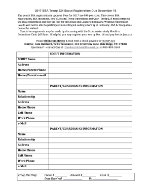 Fillable Online 2017 Scout Registration Form Fax Email Print - pdfFiller