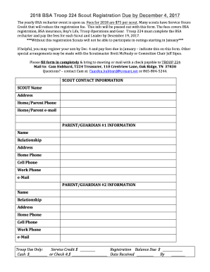 Fillable Online 2018 Scout Registration Form Fax Email Print - pdfFiller