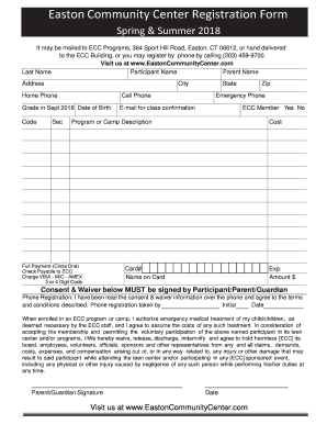 Fillable Online ECC Registeration Form 2018 - Easton Community Center ...