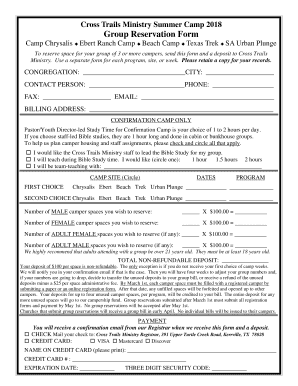 Fillable Online Camp Chrysalis Ebert Ranch Camp Beach Camp Texas Trek ...