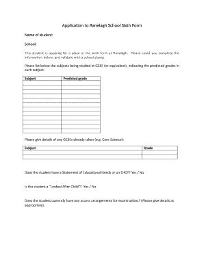 Fillable Online Sixth Form Reference 2017-18 - Ranelagh School Fax ...