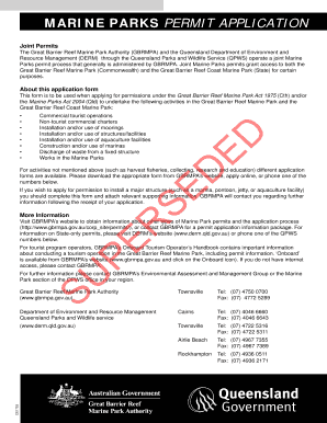 Fillable Online MARINE PARKS PERMIT APPLICATION - GBRMPA ELibrary: Home ...