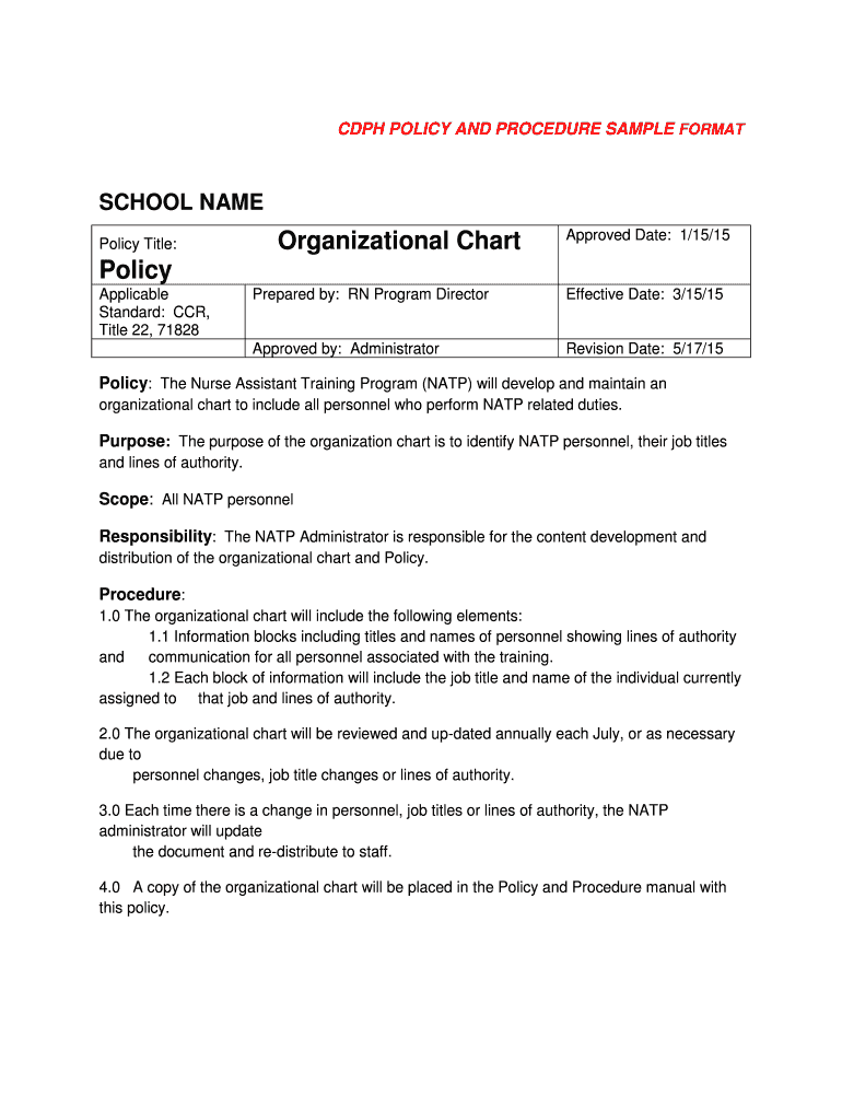 Fillable Online CDPH Policy and Procedure Sample Format Fax Email Print ...
