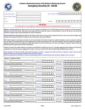Fillable Online Southern Monitoring Services Ltd & Northern Monitoring ...