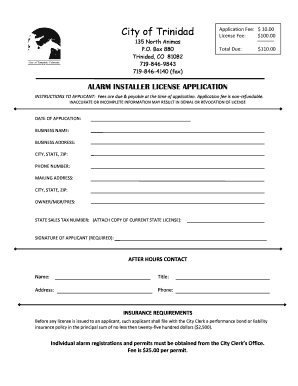 Fillable Online ALARM INSTALLER LICENSE APPLICATION Fax Email Print ...