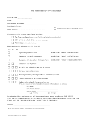 Fillable Online Tax Return Drop Off Checklist - cpachandler.com Fax ...