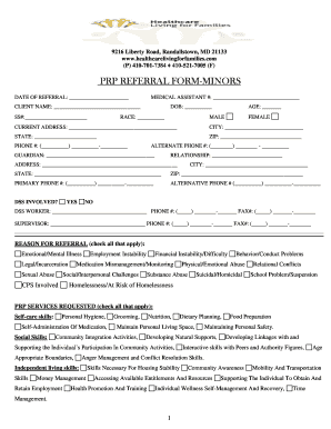 Fillable Online PRP REFERRAL FORM-MINORS - hclff.com Fax Email Print ...