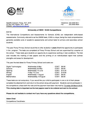 Fillable Online University of NSW / ICAS Competitions 9/2/18 - Florey Primary... Fax Email Print ...