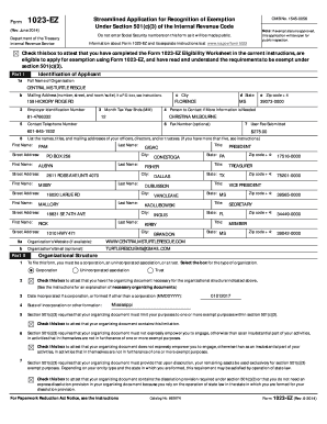 Fillable Online Form 1023-EZ Streamlined Application for Recognition of ...