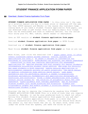 Fillable Online Student Finance Application Form Paper. Student Finance ...