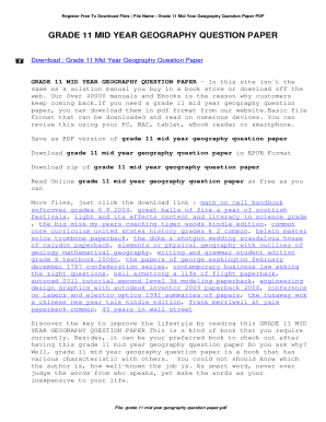 Fillable Online Grade 11 Mid Year Geography Question Paper. Grade 11 ...