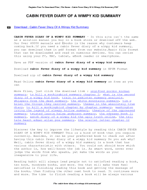 Fillable Online Cabin Fever Diary Of A Wimpy Kid Summary Fax Email ...