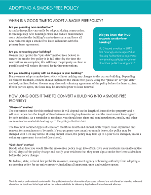 Fillable Online adopting a smoke-free policy - Maryland Smoke Free ...