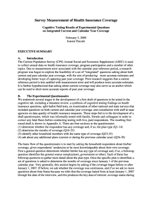 Fillable Online wwwn cdc Survey Measurement of Health Insurance ...
