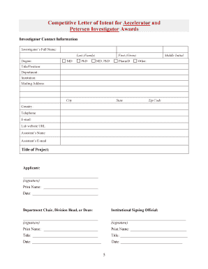 Fillable Online Competitive Letter of Intent for Accelerator and ...