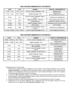 Fillable Online mayflowerpri moe edu TERM 3 BITE-SIZED ASSESSMENTS 2017 ...