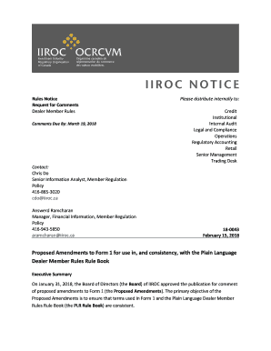 Fillable Online IIROC Notice 18-0043. Form 1 for use in, and ...