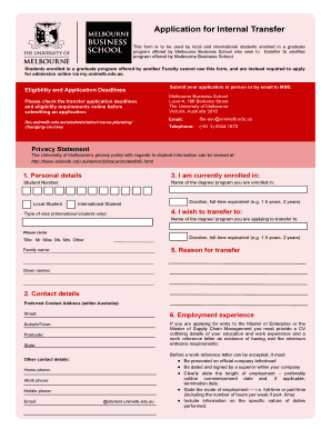 Fillable Online Application for Internal Transfer Fax Email Print ...