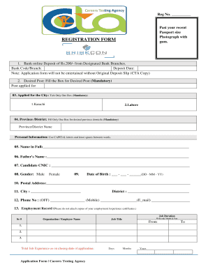 Fillable Online REGISTRATION FORM - cta.org.pk Fax Email Print - pdfFiller