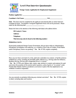 Fillable Online Additions/Updates to Orange County Application for ...