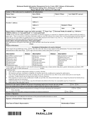 Fillable Online Authorization for Release of PHI Form. Authorization ...