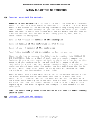 Fillable Online Mammals Of The Neotropics. Mammals Of The Neotropics ...