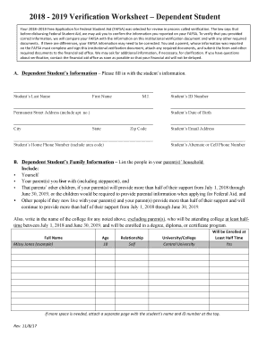 Fillable Online REVISED 18-19 Verification Wkst DEP Fax Email Print ...