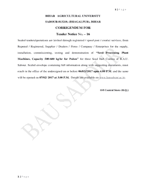 Fillable Online bausabour ac Sample Tender Advertisement - City of ...