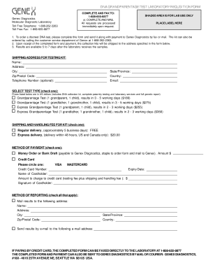 Fillable Online Genex DNA Grandparentage Testing Request Form.p65 Fax ...