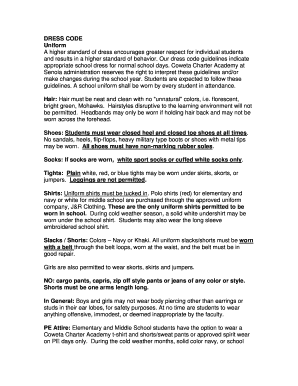 Fillable Online cca my-pta dress code - Coweta Charter Academy ...