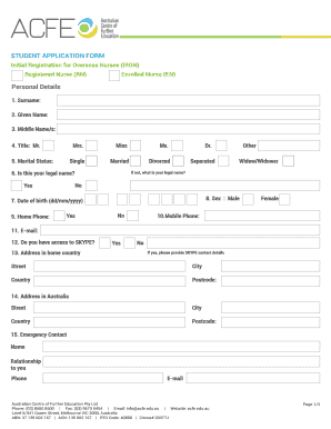 Fillable Online acfe edu STUDENT APPLICATION FORM - ACFE Fax Email ...