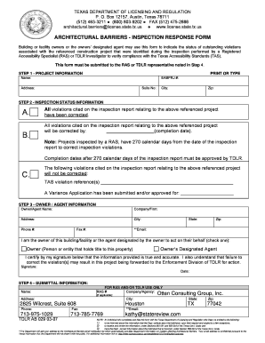 Fillable Online ARCHITECTURAL BARRIERS - INSPECTION RESPONSE FORM ...