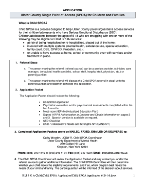 Fillable Online Ulster County Single Point of Access (SPOA) for ...